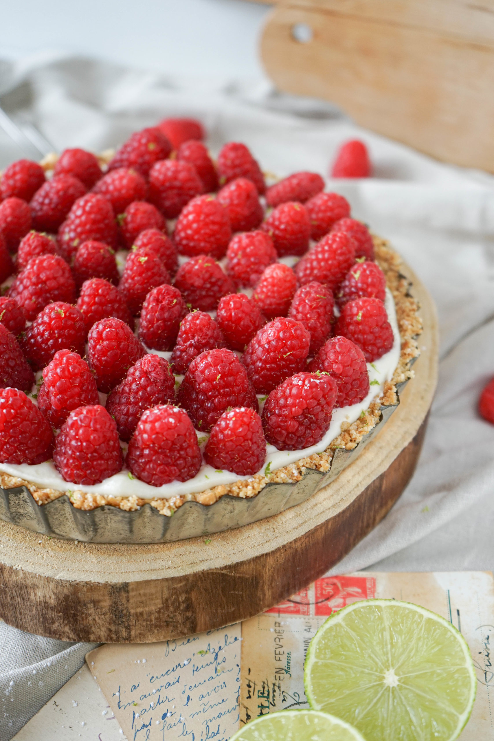 Easy No-Bake Raspberry Tart with a Zesty Lime Twist - French Pastry Secrets